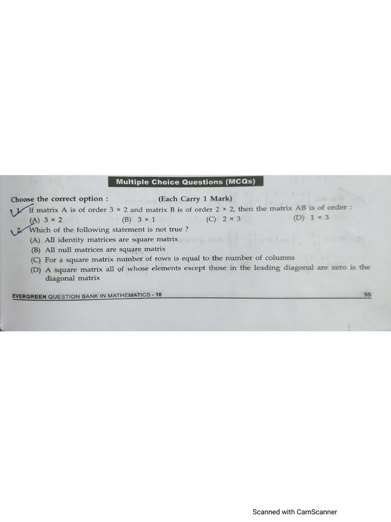 Matrix, Quest, Ans & Solution | PDF