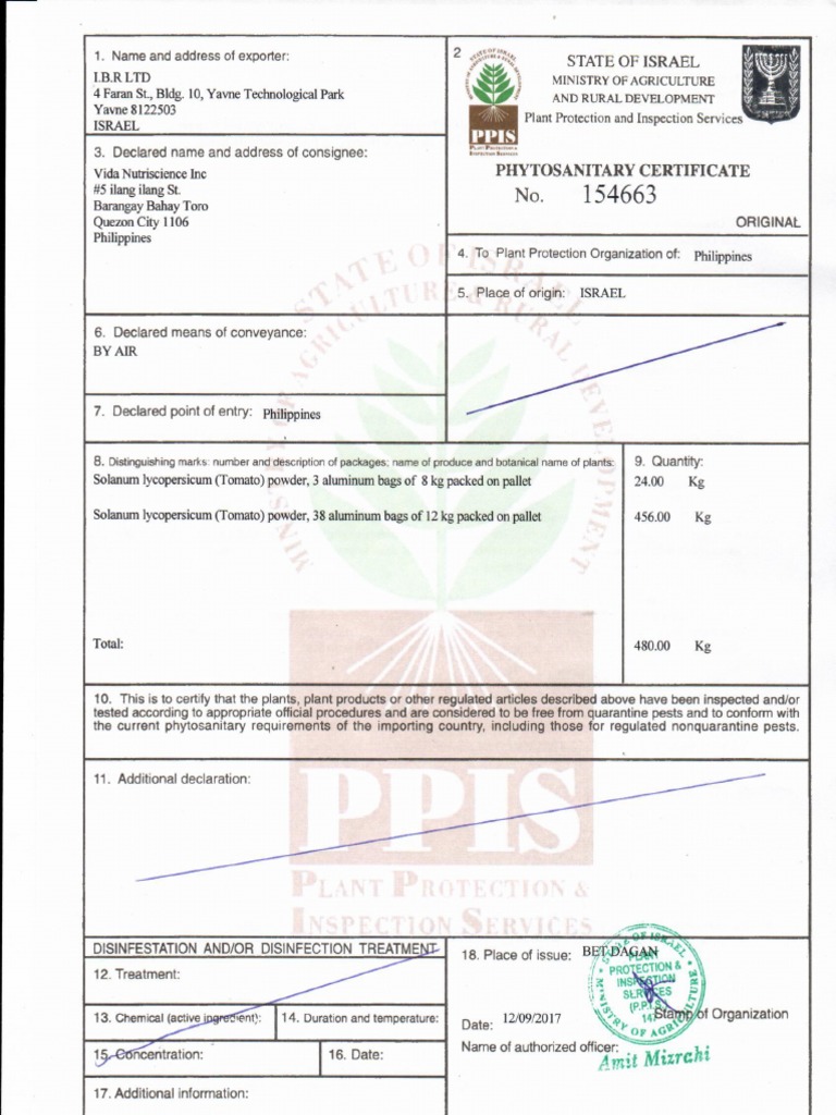 Phytosanitary Cert | PDF
