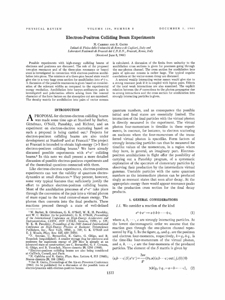 Cabibbo 1961 | PDF | Electron | Photon