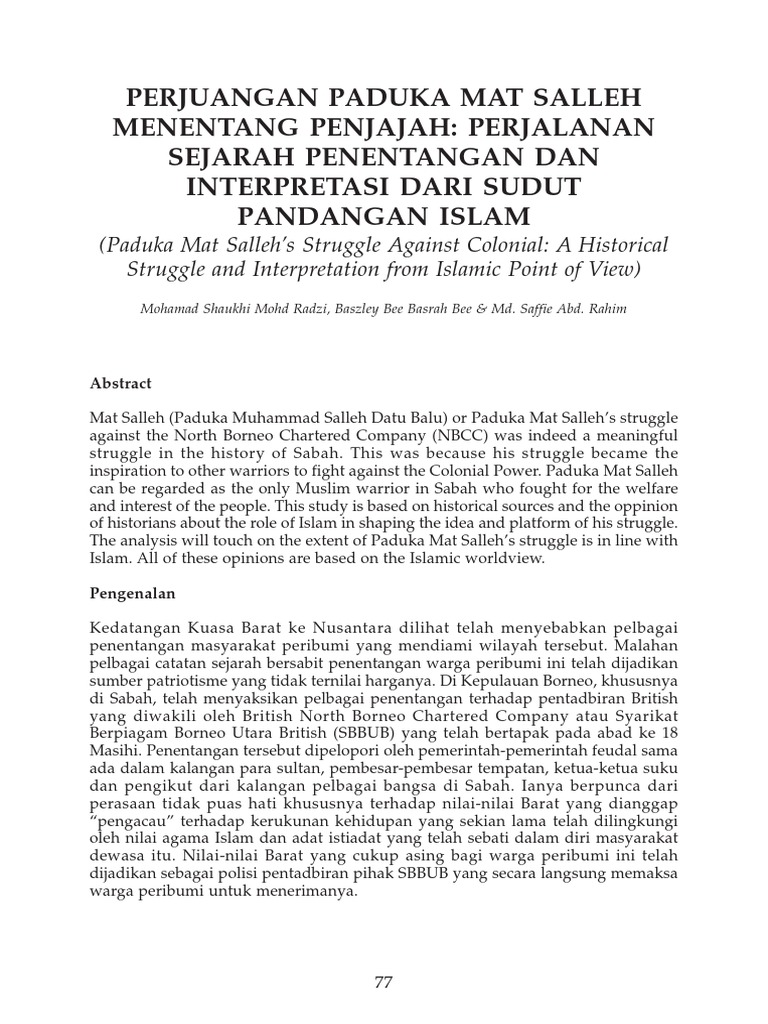 Perjuangan Paduka Mat Salleh Menentang Penjajah: Perjalanan Sejarah ...