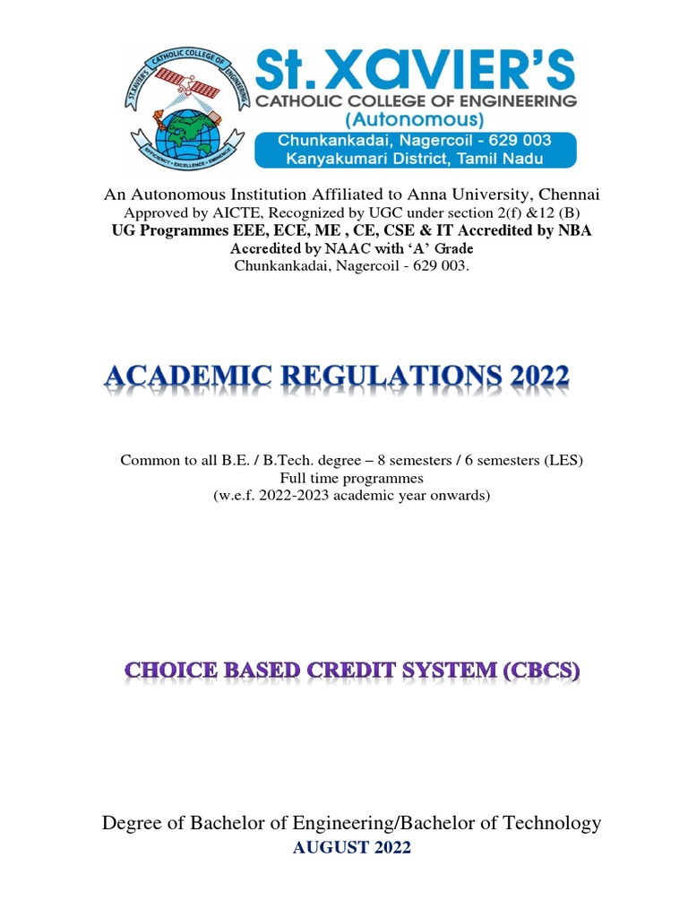 01 SXCCE UG Regulation 2022 | PDF | Academic Degree | Teachers