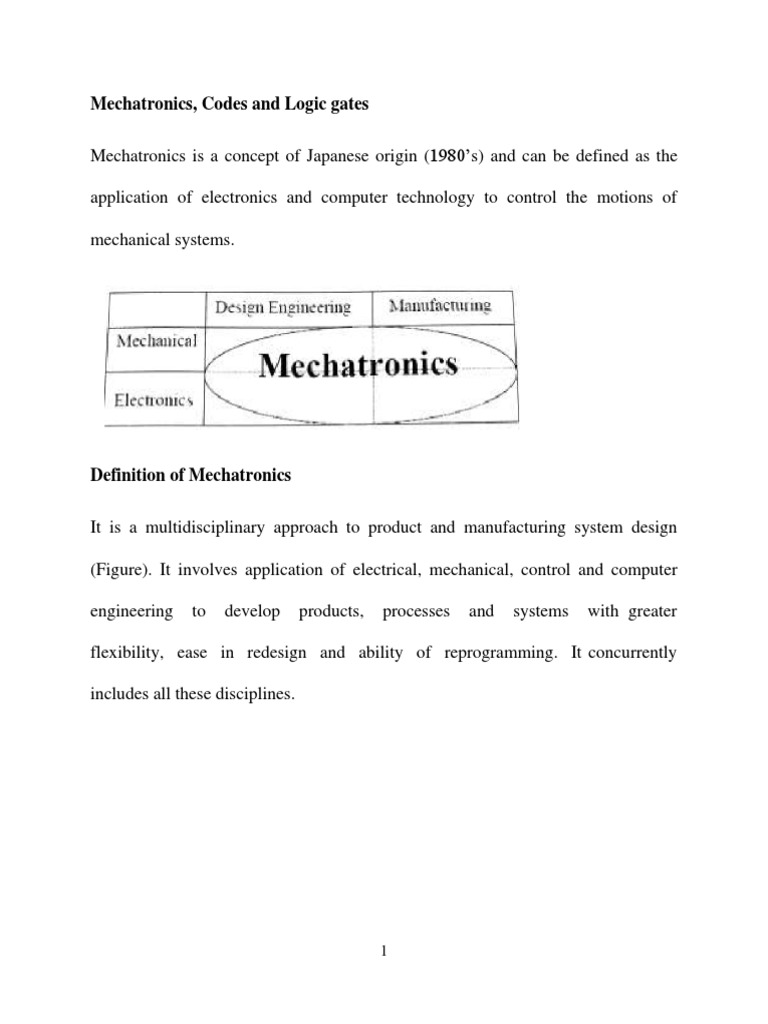 Mechatronics, Codes, Logic Gates | PDF | Logic Gate | Computer Engineering Mechatronics, Codes, Logic Gates | PDF | Logic Gate | Computer Engineering