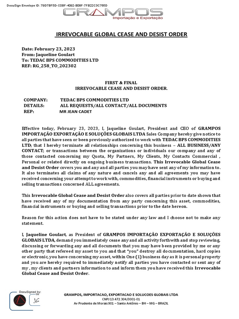 Signed 258 CEASE - AND.DESIST - ORDER TEDAC 202230224 | PDF | Justice ...