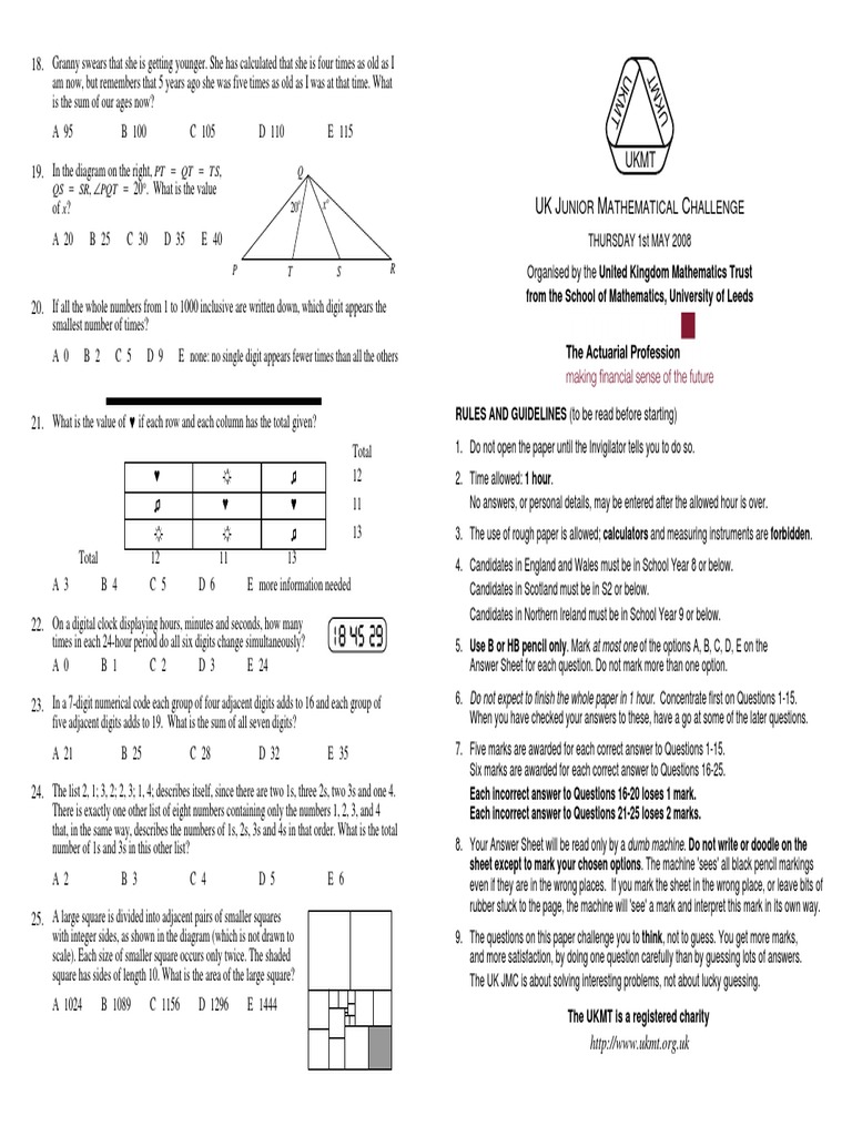 Ukmt JMC 2008 | PDF