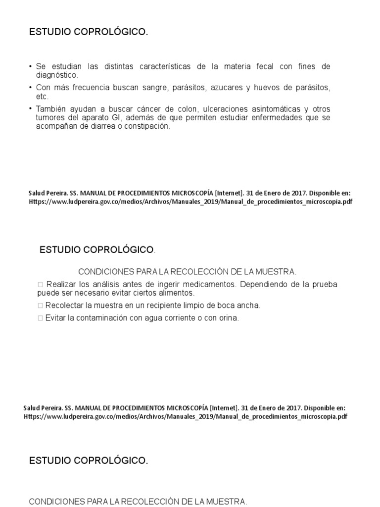 Estudio Coprológico | PDF | Heces | Diarrea
