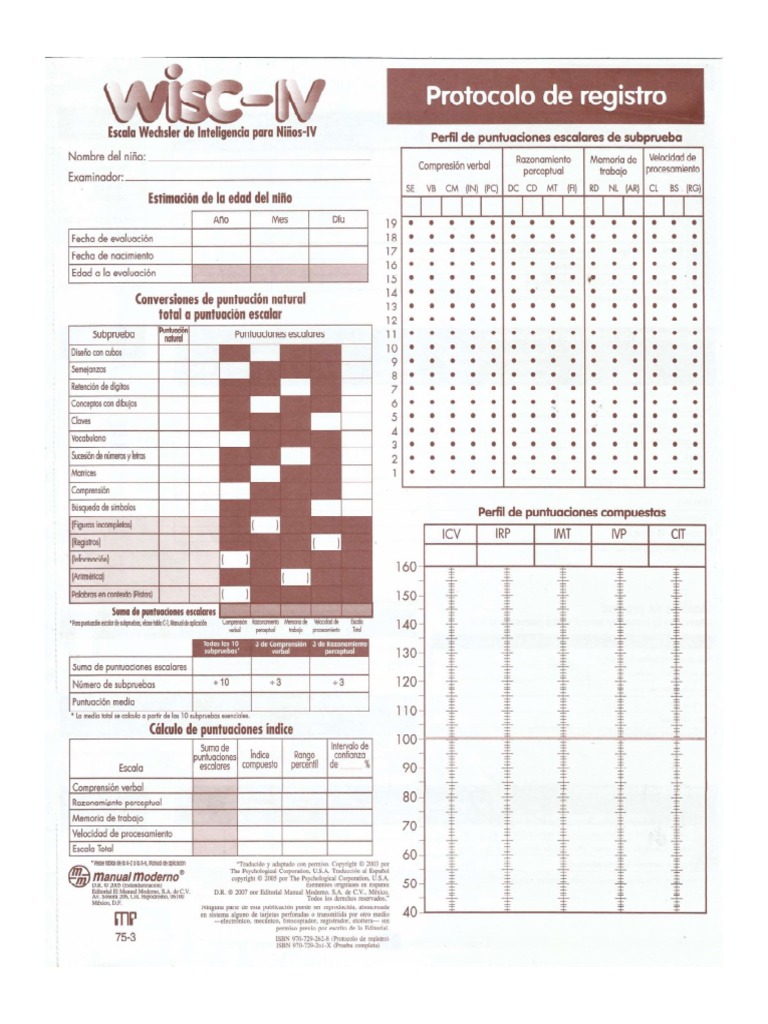 Wisc Protocolo | PDF