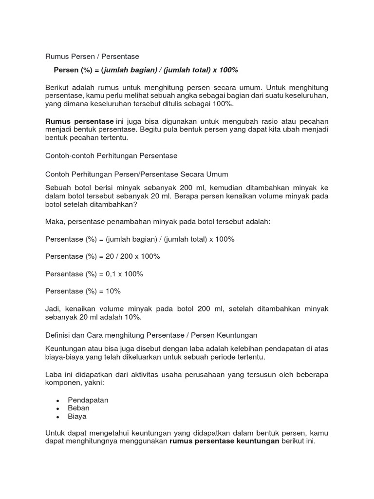 Rumus Persentase 2023 | PDF
