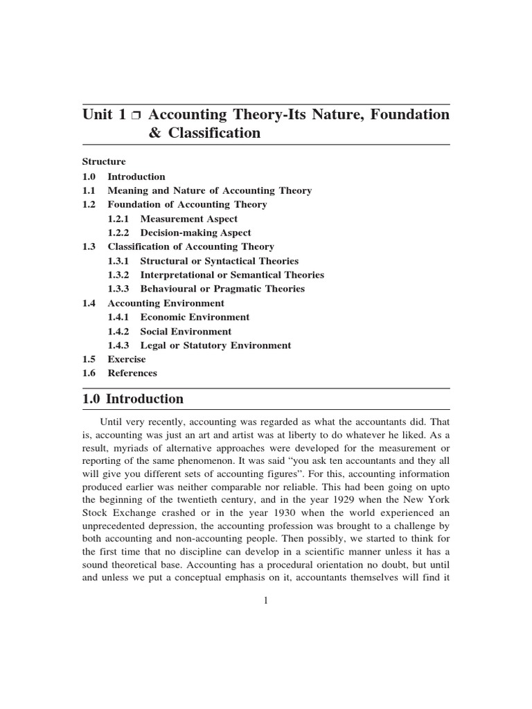 Nature and Foundations of Accounting Theory | PDF | Theory | Accounting