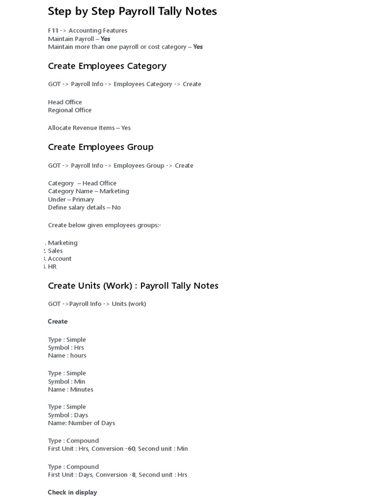 Payroll Tally Notes With Assignment - SSC STUDY | PDF | Payroll | Salary