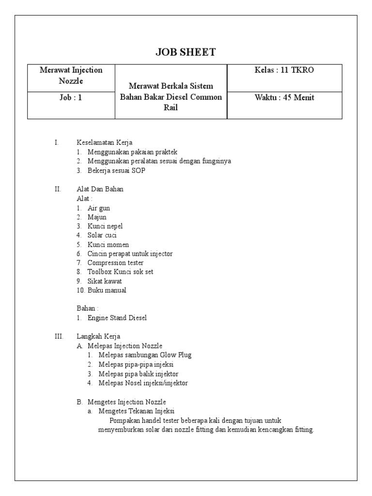 Job Sheet Praktek MMK Fikhry Alfansury | PDF