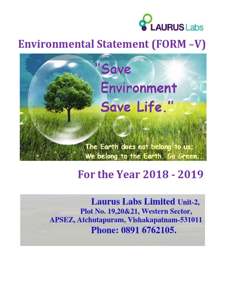 Env - Audit Statement (Form V) Laurus Labs Unit 2 2018 19 (23.09.2019 ...