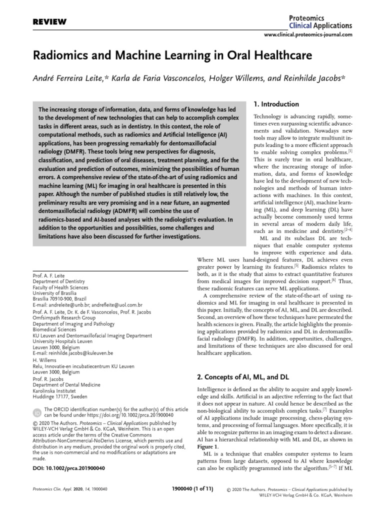Proteomics Clinical Apps - 2020 - Leite - Radiomics and Machine ... Proteomics Clinical Apps - 2020 - Leite - Radiomics and Machine ...