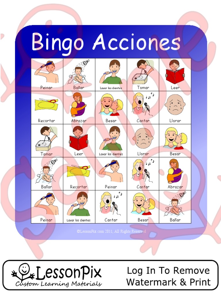 Bingo+Acciones-material 190026 | PDF | Artes del Lenguaje y ...
