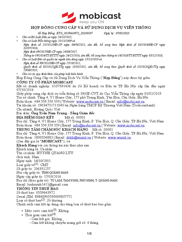 Hợp Đồng Điện Tử Của Bạn Với Wintel | PDF