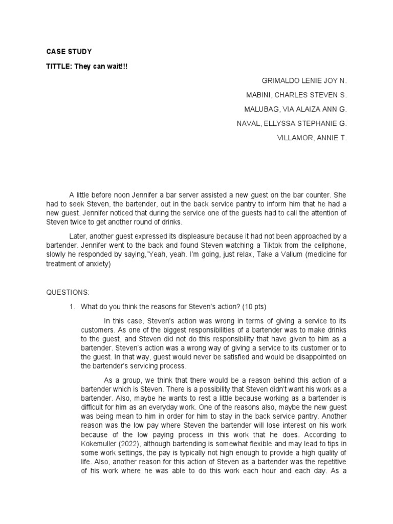 CASE STUDY They Can Wait | PDF | Customer Satisfaction | Business