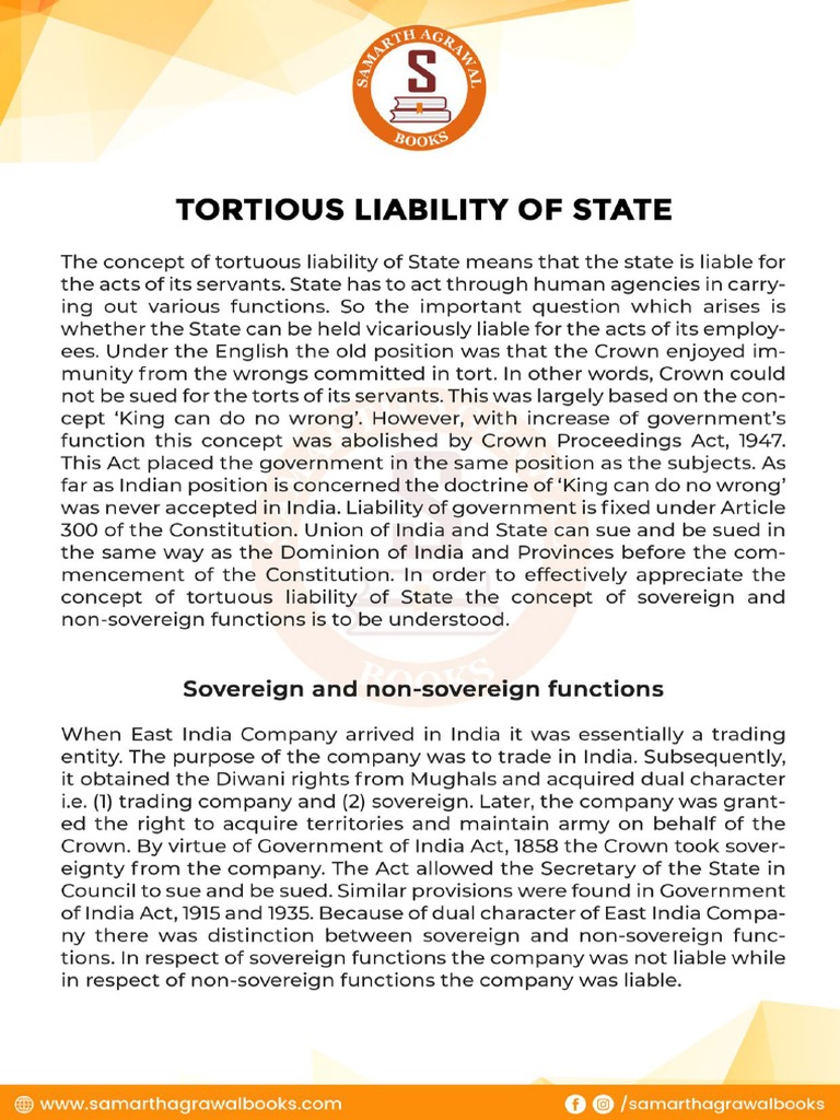Tortious Liability of State | PDF