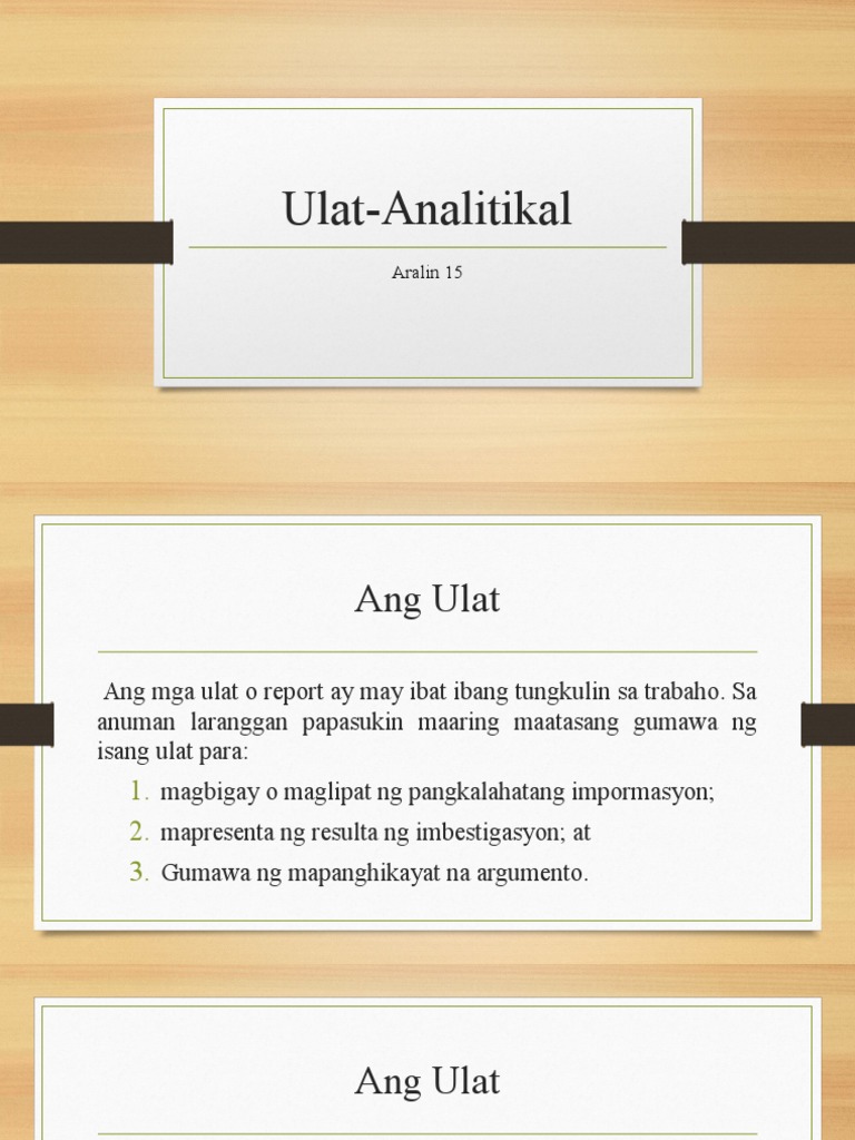 Ulat Analitikal | PDF