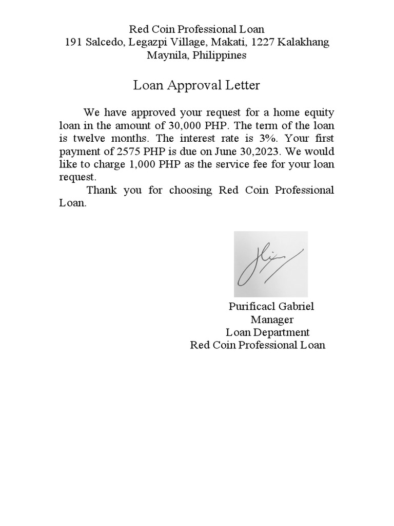 Loan Approval Letter | PDF | Business