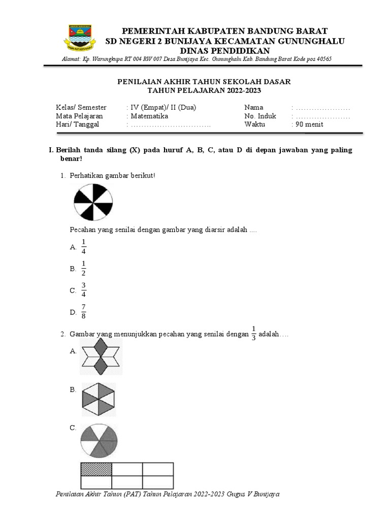 Soal Pat Matematika Kelas 4 | PDF | Metode & Bahan Ajar