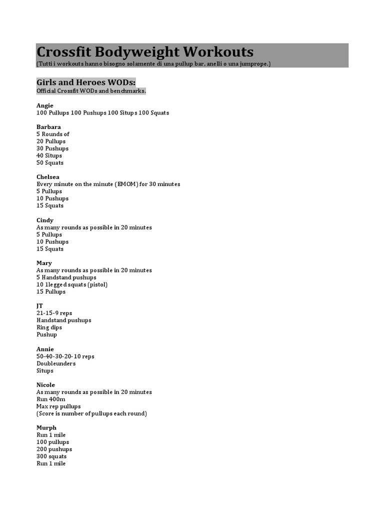 Crossfit Bodyweight Workouts | PDF