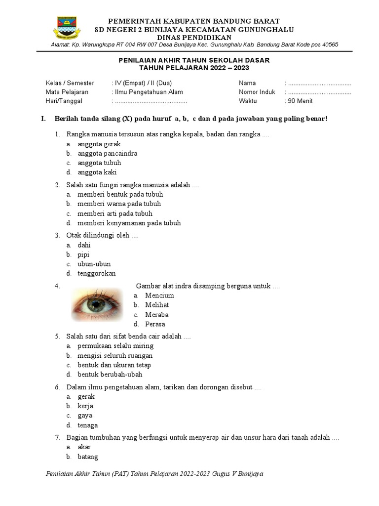 Soal Pat Ipa Kelas 4 | PDF | Kajian Bahasa Asing | Sains & Matematika