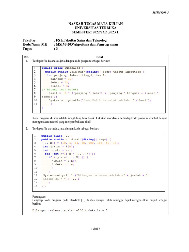 Soal Msim4203 Tmk3 3 | PDF