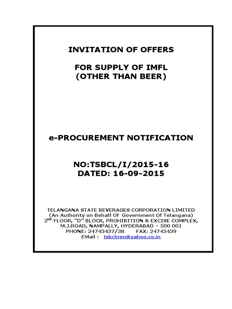 TSBCL - Offer Notification 2015-16 | PDF | Offer And Acceptance | Business