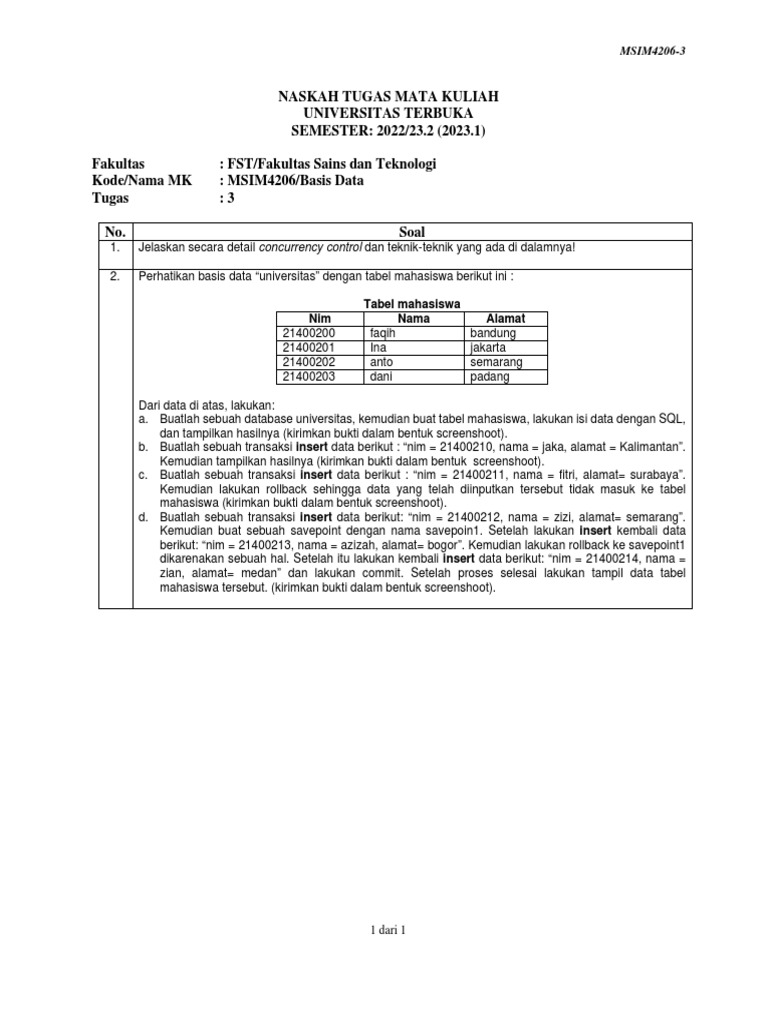 Soal Msim4206 Tmk3 3 | PDF