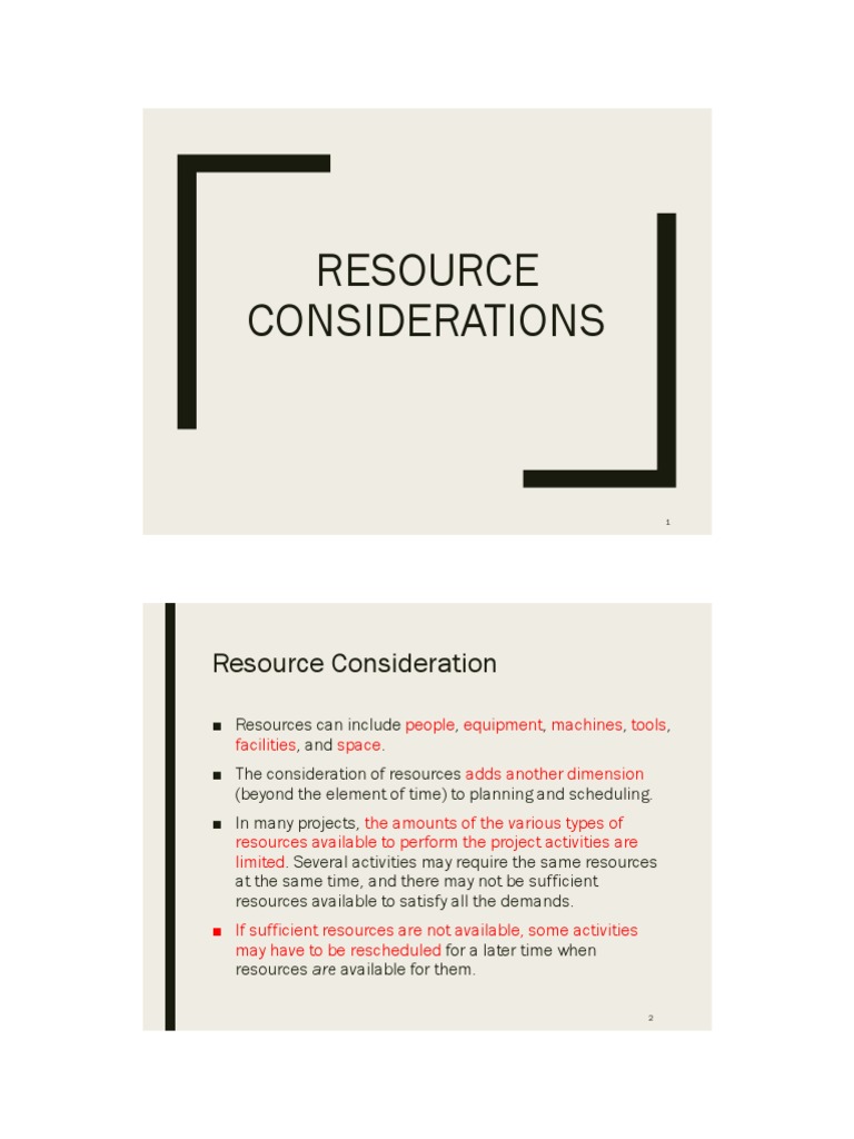 Ch08 - Resource Considerations | PDF | Scheduling (Computing) | Project Management