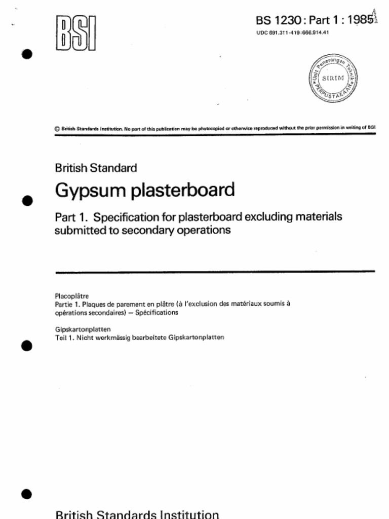 BS 1230 - Part 1 - 1985 | PDF