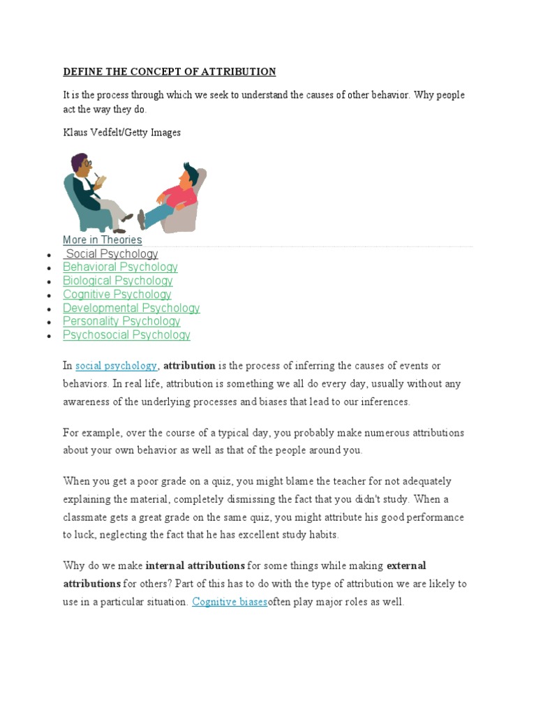 DEFINE THE CONCEPT OF ATTRIBUTION | PDF | Psychology | Mental Processes
