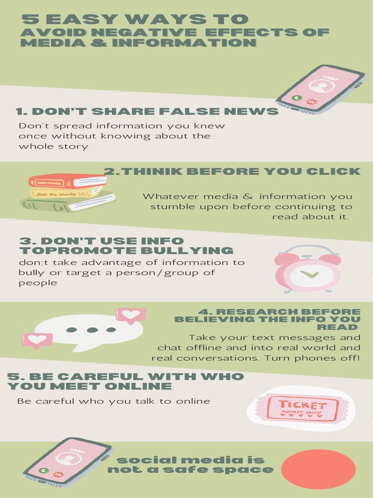 Green & Pink Unplugged Offline Tech Life Tips List Infographic | PDF