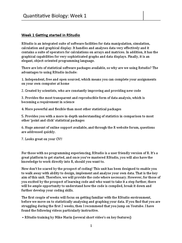 RStudio Basics for Beginners | PDF | Computers