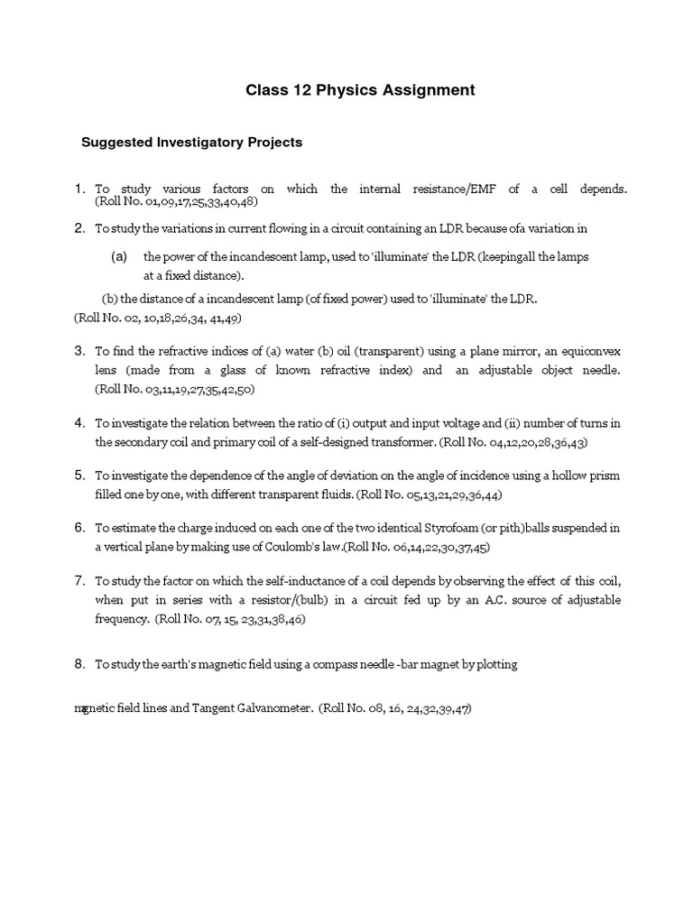 Physics Assignment | PDF | Electric Field | Electromagnetism