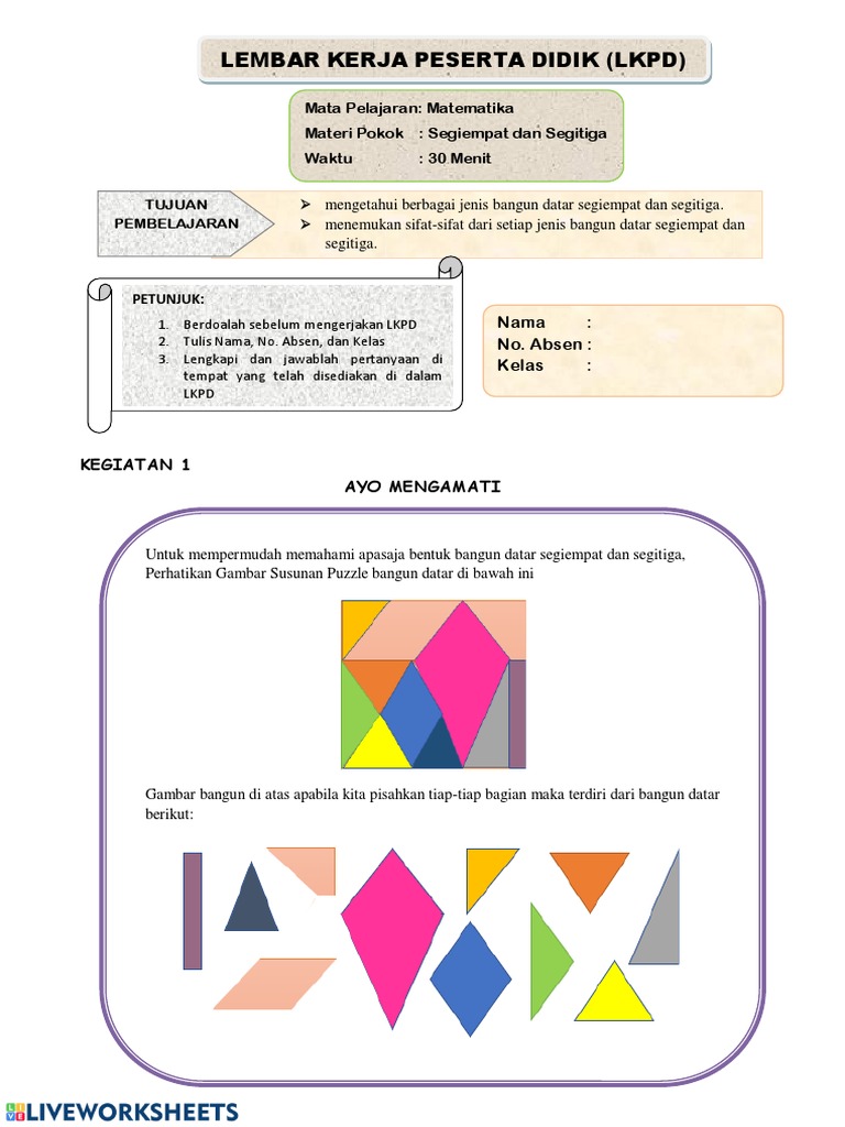 LKPD Sifat-Sifat Bangun Datar | PDF