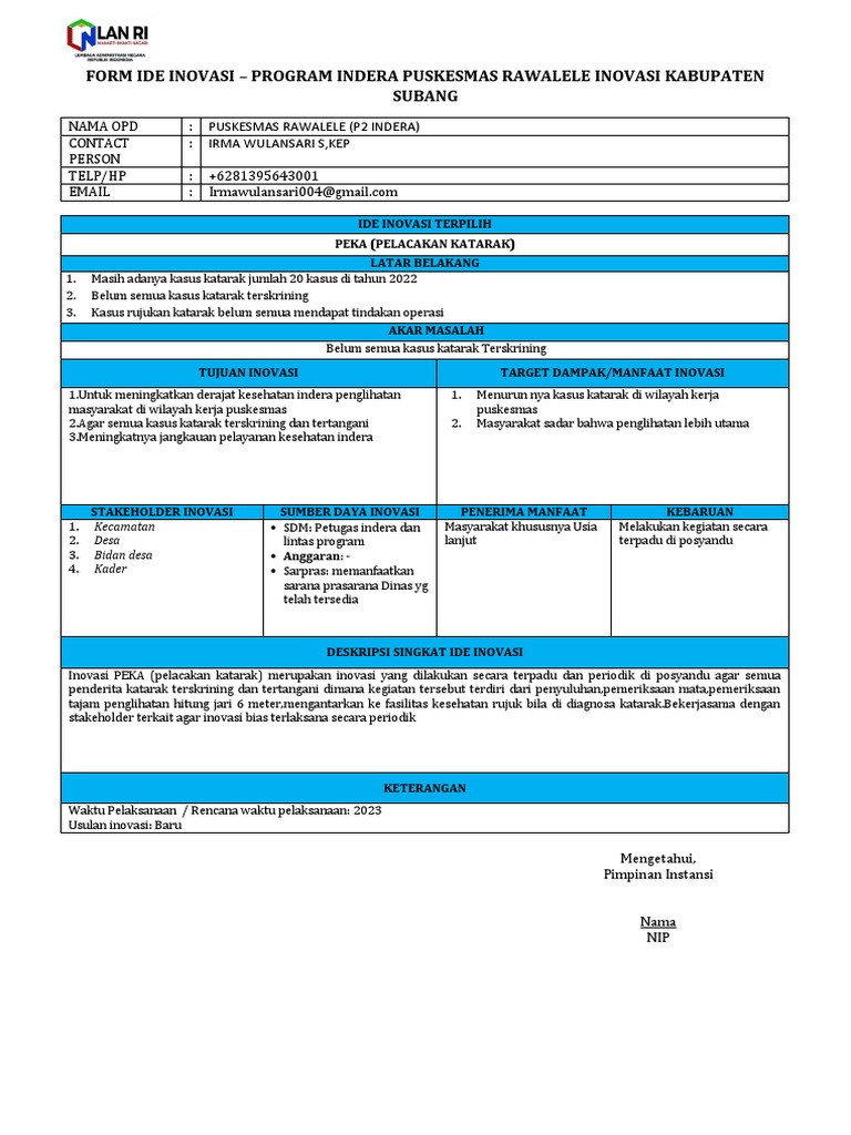 Contoh Form Diagnose (D2) | PDF