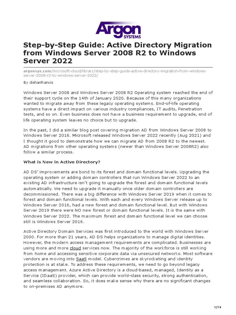 Step By Step Guide Active Directory Migration From Windows Server 2008 R2 To Windows Server 2022 2782
