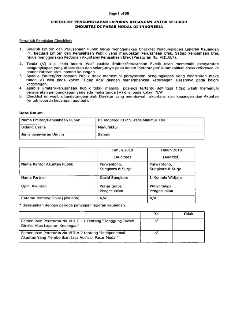 ICBP-Checklist Pengungkapan LapKeu Dec 2019 | PDF