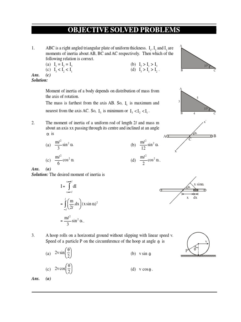 Rotational Dynamics -02- Objective Solved | PDF | Angular Momentum ... Rotational Dynamics -02- Objective Solved | PDF | Angular Momentum ...