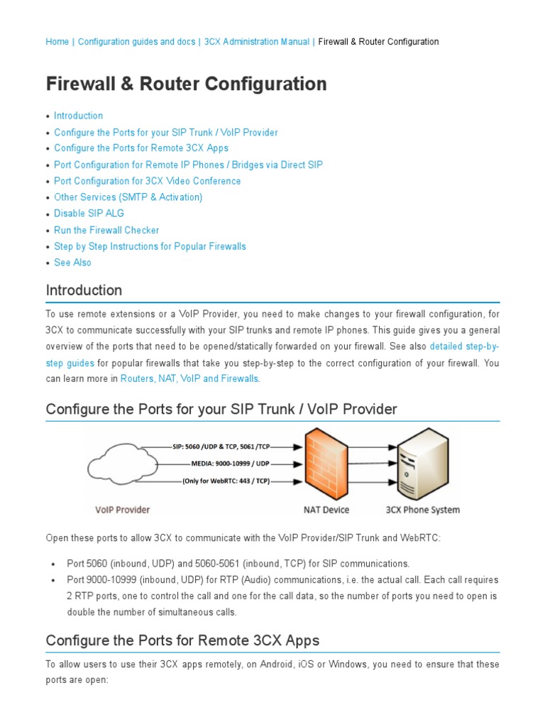 How To Configure Your Firewall Router in 3CX Phone System | PDF | Session Initiation Protocol ...