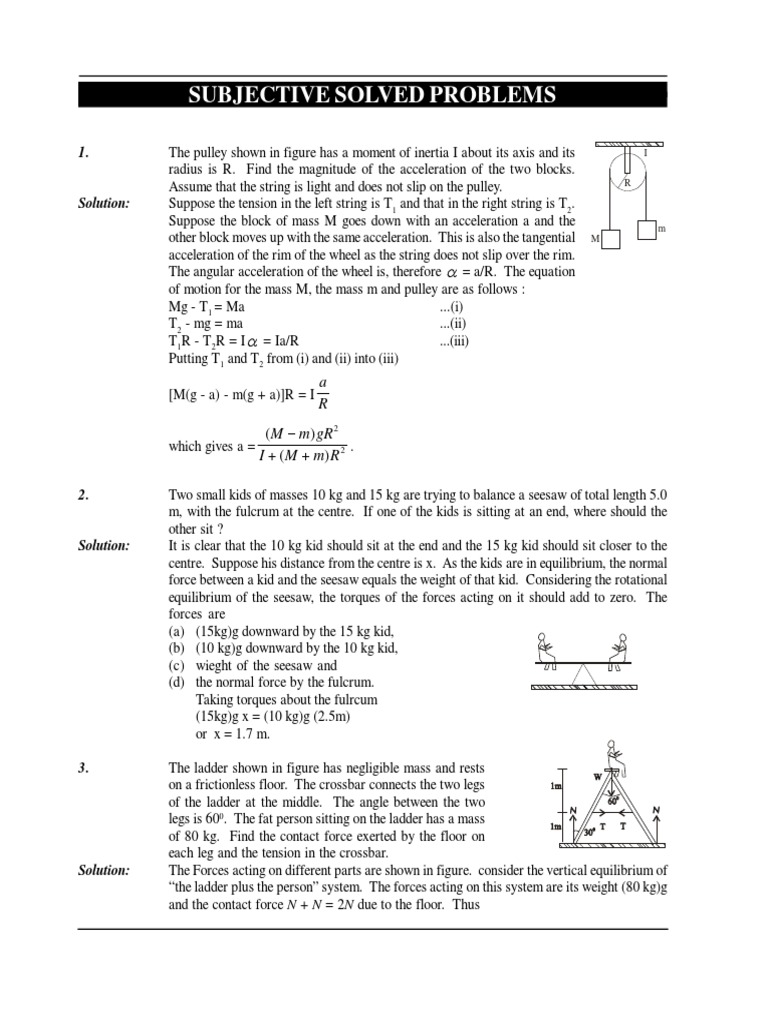 Rotational Dynamics-03-Subjective Solved | Download Free PDF | Rotation Around A Fixed Axis ...