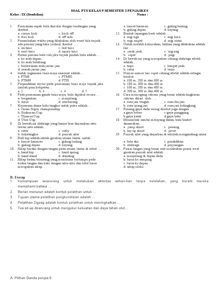 Soal PTS Kelas 9 Semester 2 | PDF