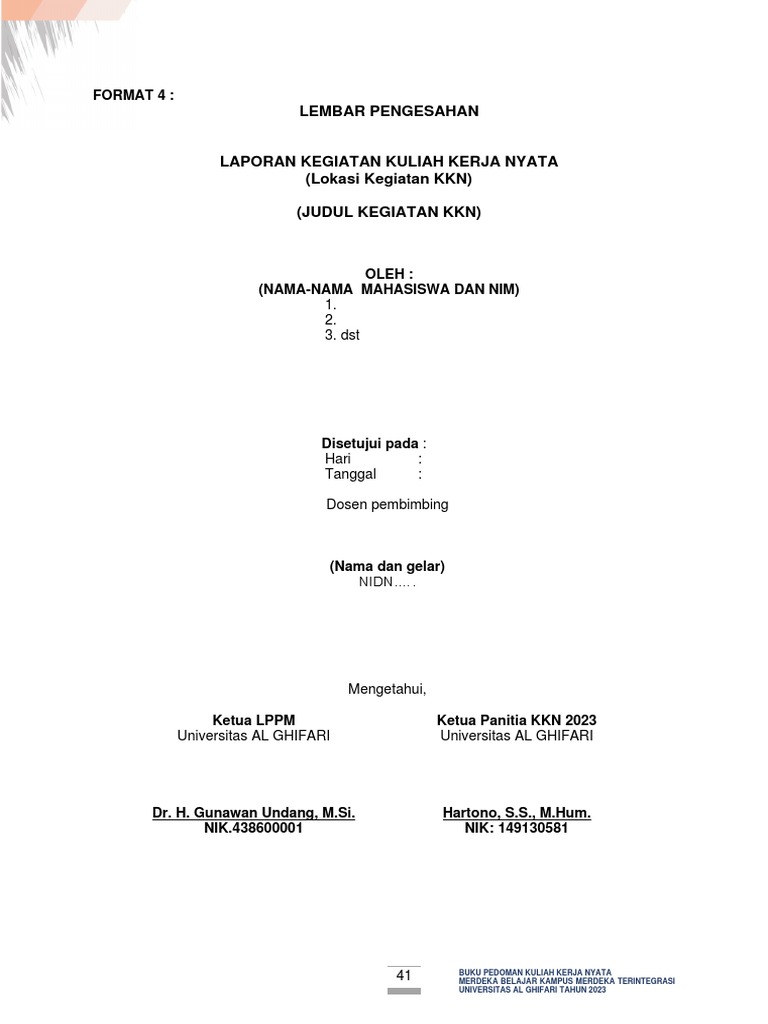 Format 4 Lembar Pengesahan | PDF