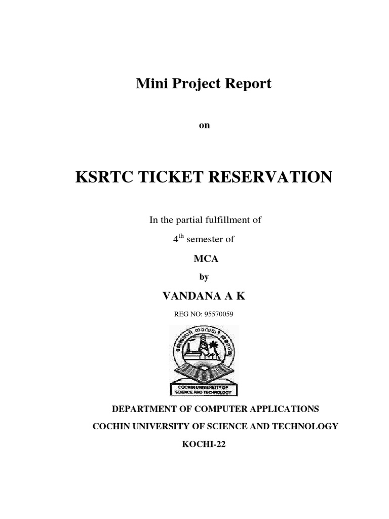 Mini Project Report On KSRTC Ticket Rese | PDF | Java (Programming Language) | Databases