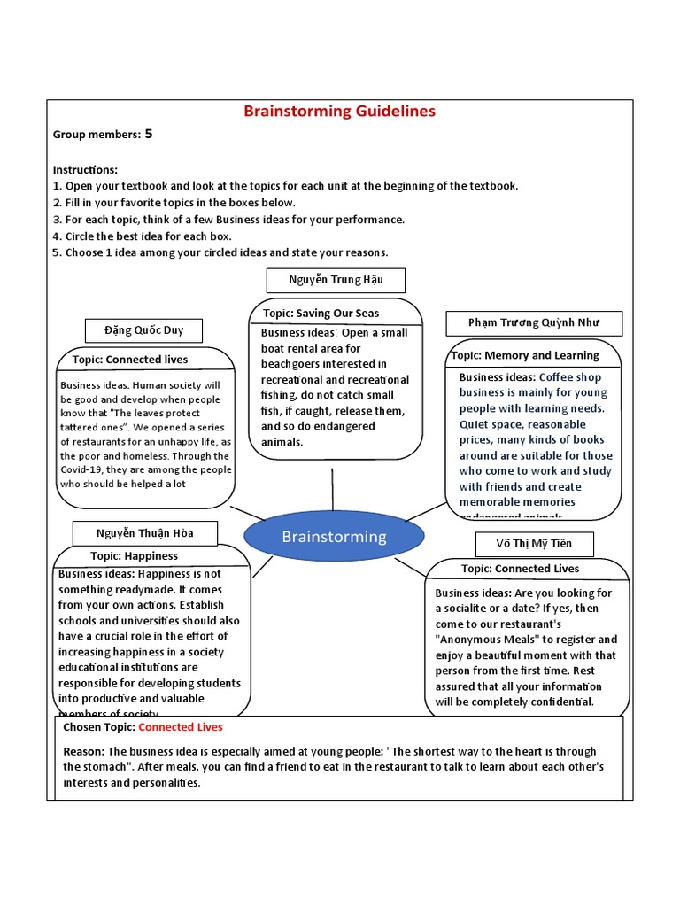 Brainstorming Guidelines Group 5 | PDF