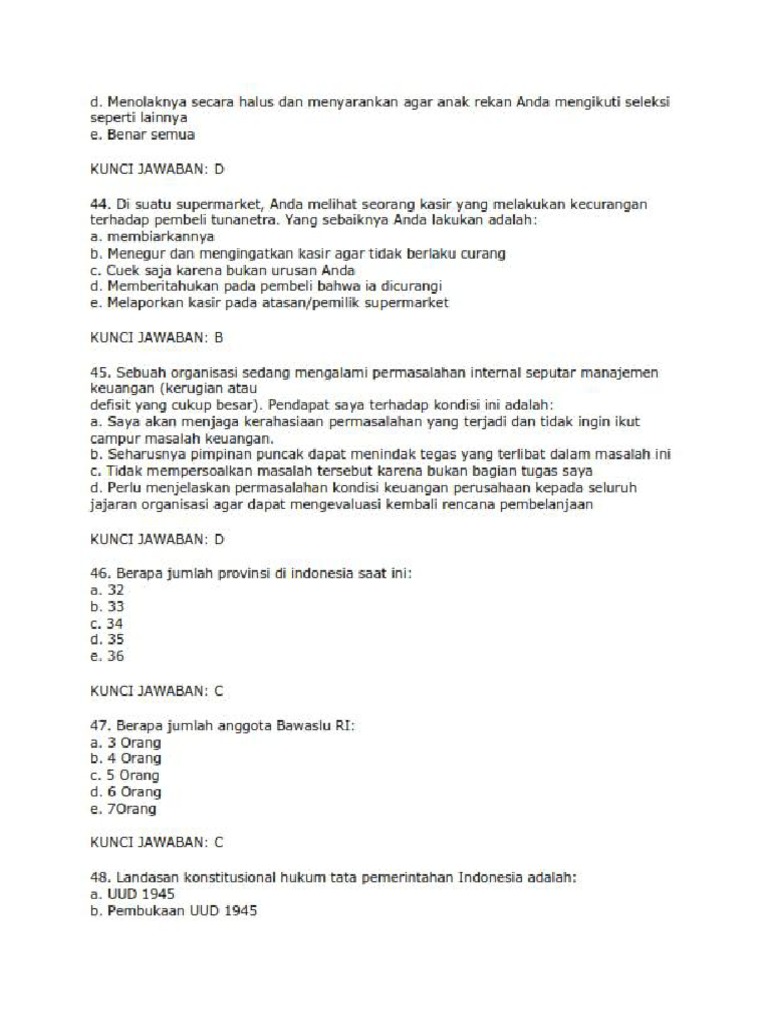 Contoh Soal CAT Bawaslu - 010 | PDF