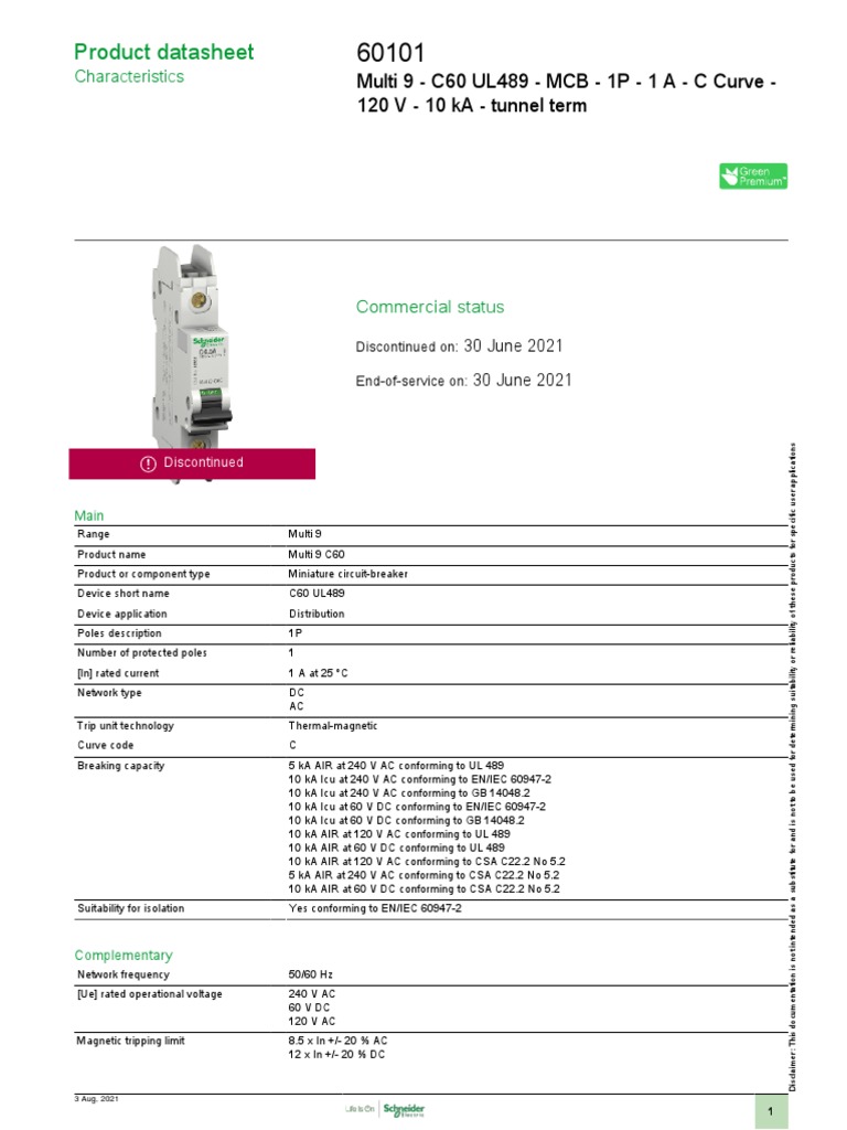 Squre D 60101 Circuit Breakers Data Sheet | PDF | Alternating Current ...
