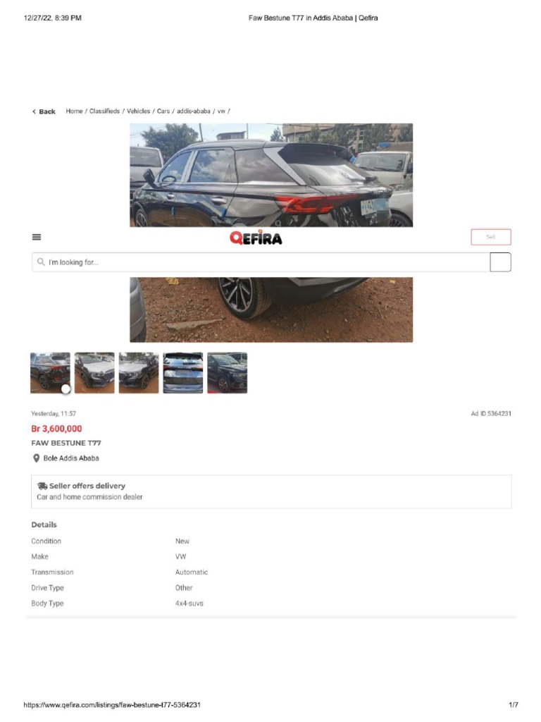 Faw Bestune T77 in Addis Ababa - Qefira | PDF