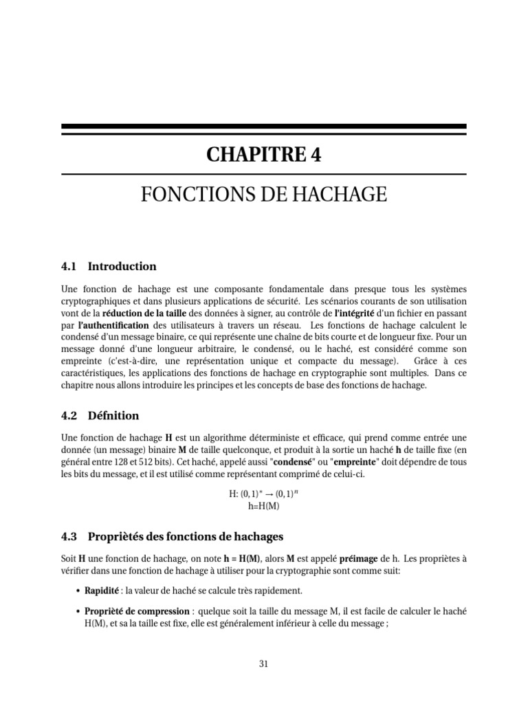 Chapitre 4 - Fonctions de Hachage | PDF