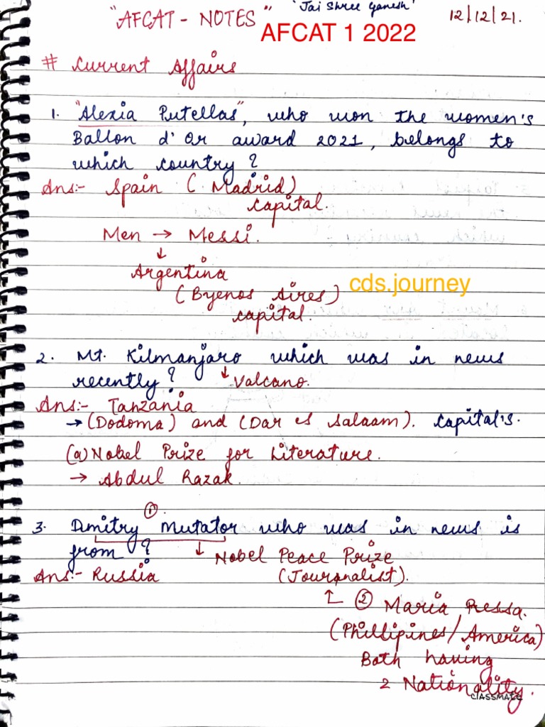 AFCAT 1 Complete GK Notes | PDF